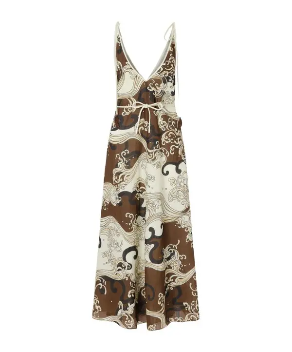 ALEMAIS Printed Ramie Midi Dress - Multicolor