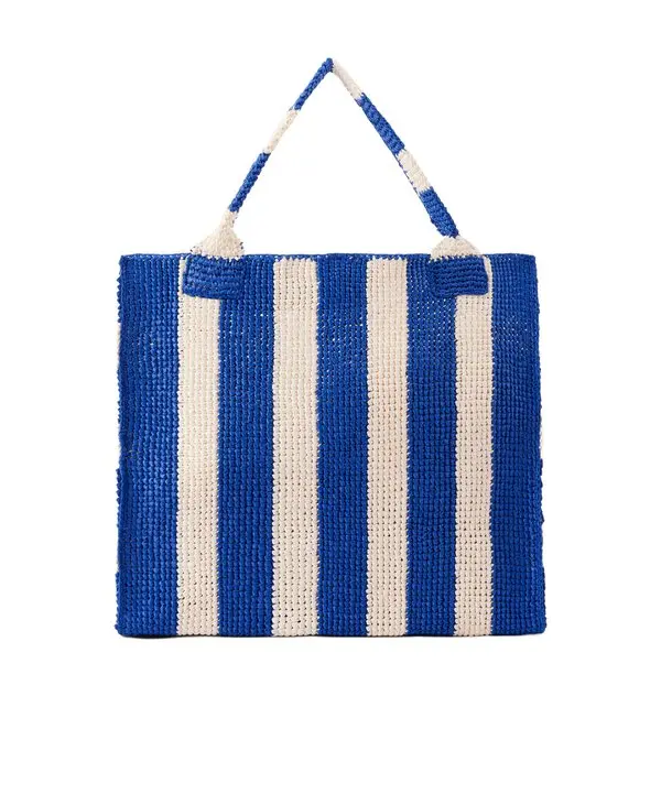 LOEFFLER RANDALL Striped Woven Tote Bag - Blue