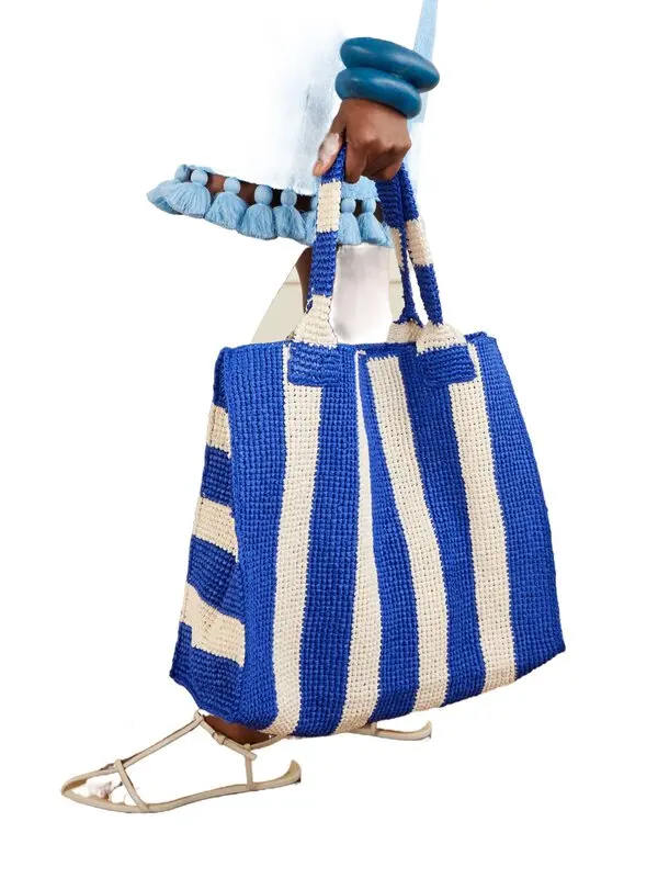 LOEFFLER RANDALL Striped Woven Tote Bag