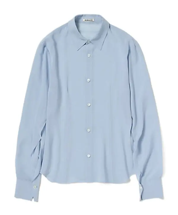 Auralee Silk Georgette Long-sleeved Shirt