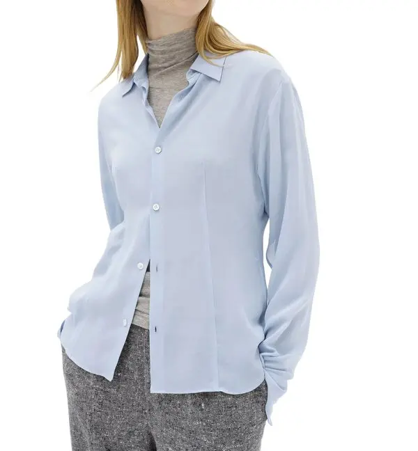 Auralee Silk Georgette Long-sleeved Shirt
