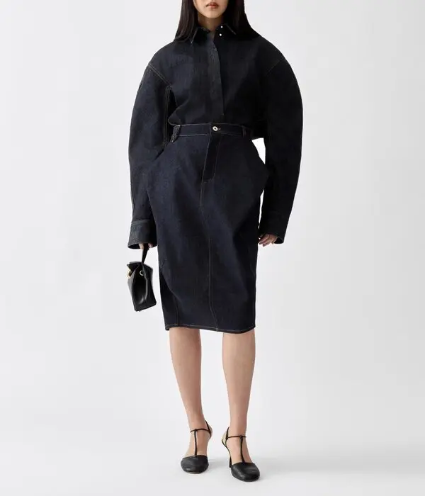 Jacquemus Contrast Stitched Rear Slit Skirt