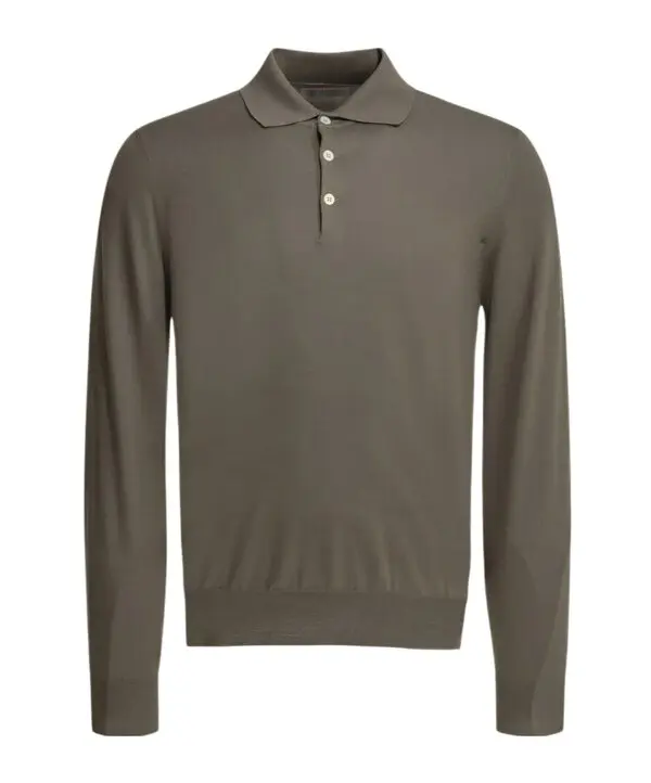 Brunello Cucinelli Collared Long-sleeve Knit Top