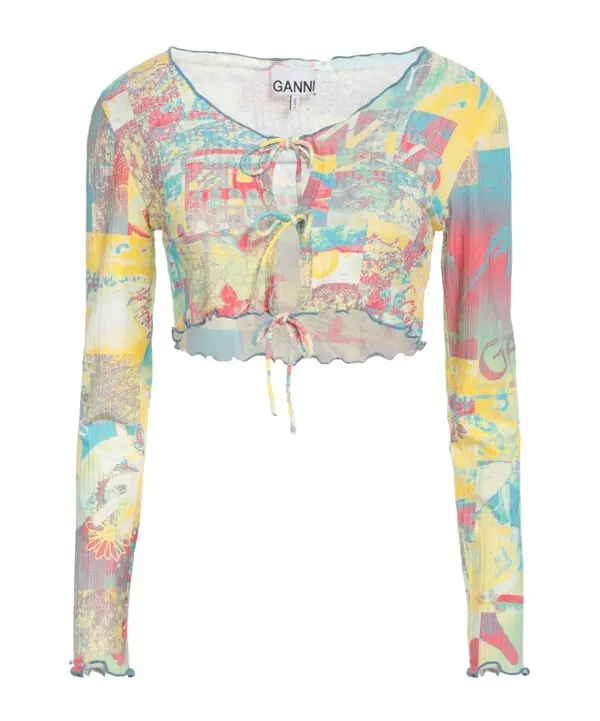 GANNI Printed Cropped Knit Top