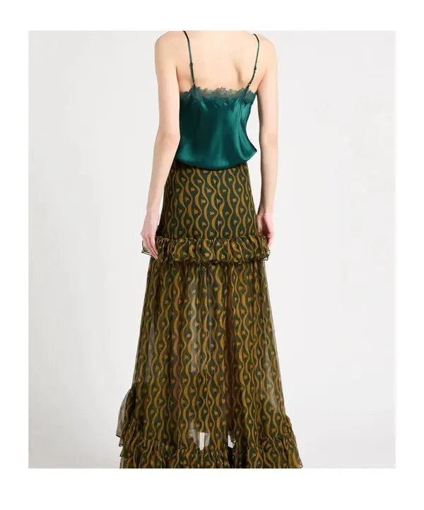 Saint Laurent Printed Layered Lace Skirt