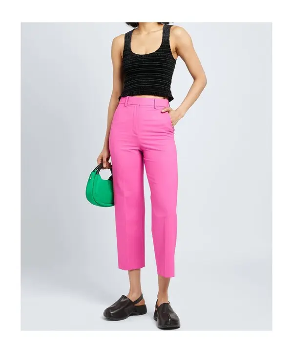 GANNI Ruffled Crew Neck Tank Top