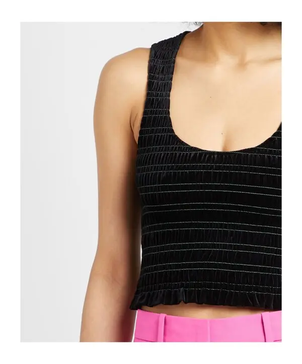 GANNI Ruffled Crew Neck Tank Top