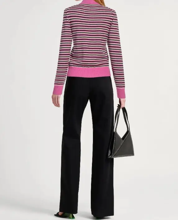 GANNI Striped Knit Polo Jumper