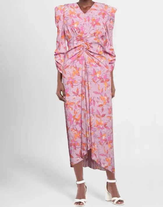 Isabel Marant Étoile Stretch Crepe V-neck Long Dress