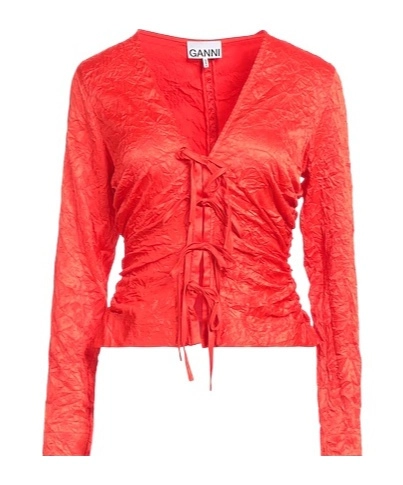 GANNI Satin Long Sleeve Top