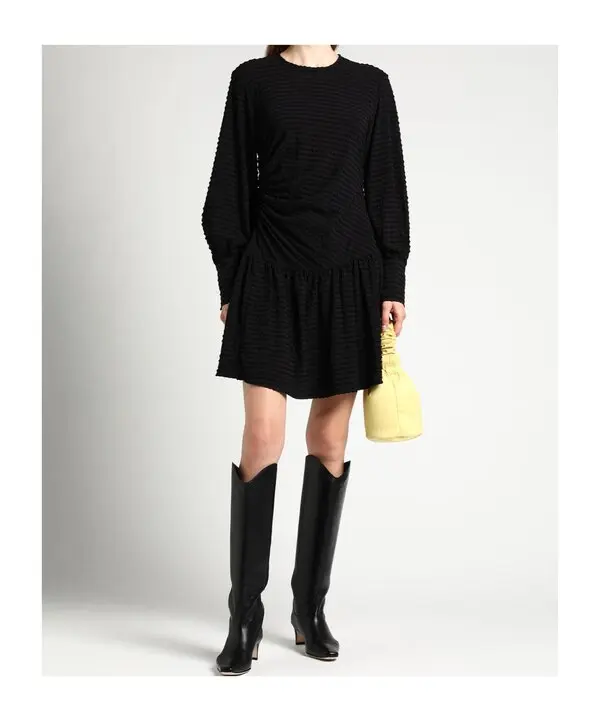 GANNI Long Sleeve Crew Neck Dress