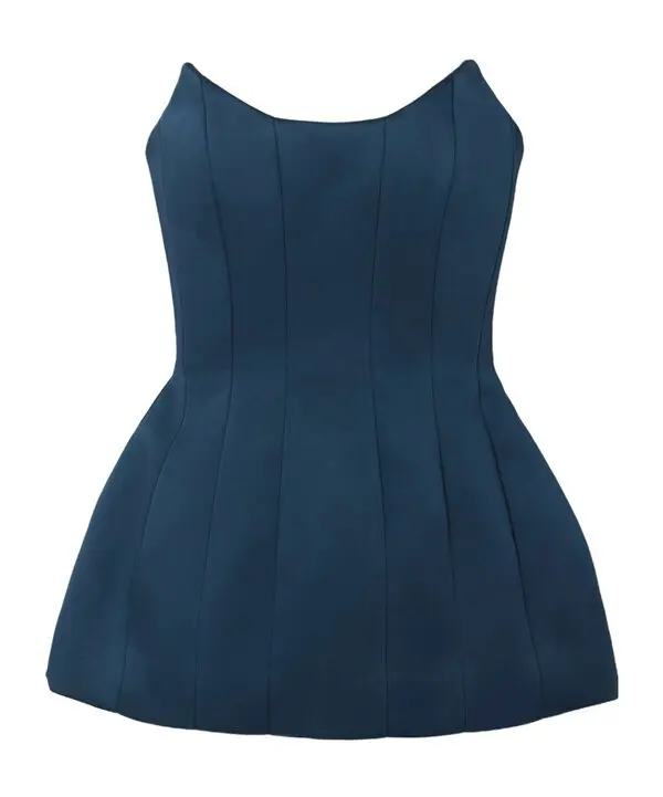 Rebecca Vallance Elivera Paneled Strapless Satin Top - Blue