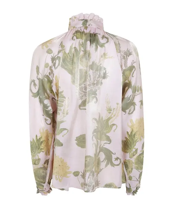 La DoubleJ Floral-print Tie-neck Blouse