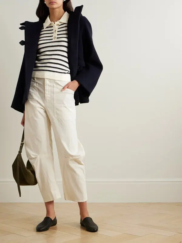 ALLUDE Striped Cropped Knit Top