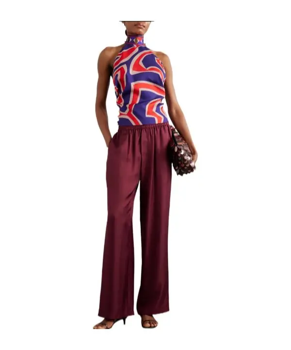 Emilio Pucci Printed Silk-twill Halterneck Top - Blue