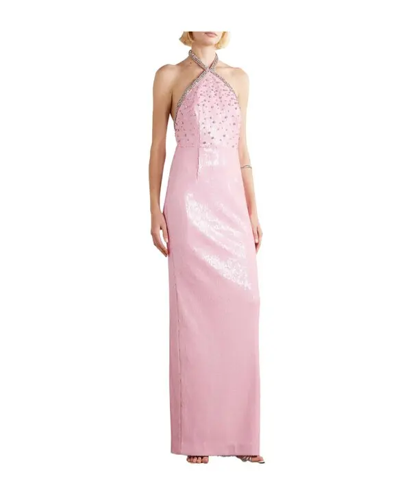 Rebecca Vallance Embellished Chiffon Halterneck Gown