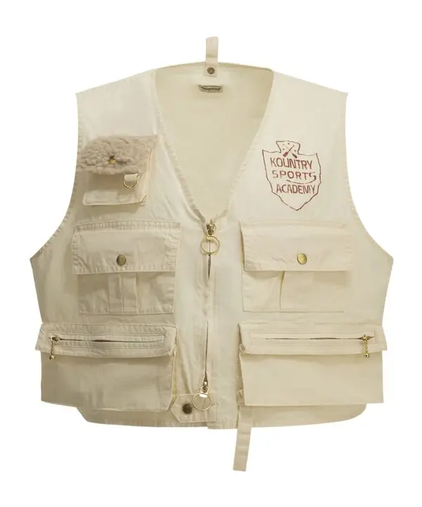 Kapital Cotton Poplin Fishing Vest Sleeveless Jacket - White