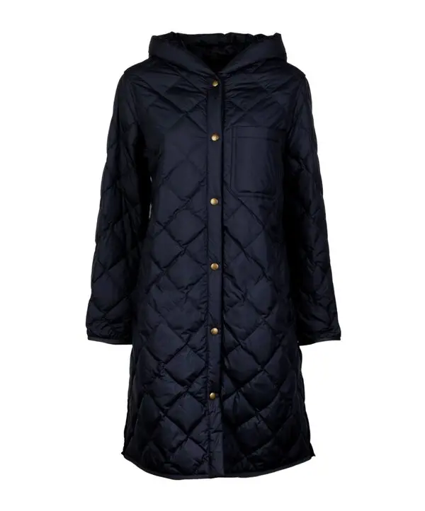 Woolrich Buttoned Hooded Coat - Navy Blue