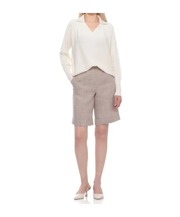 D.exterior Contrast Trim Polo Knitted Top
