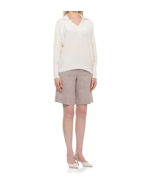 D.exterior Contrast Trim Polo Knitted Top