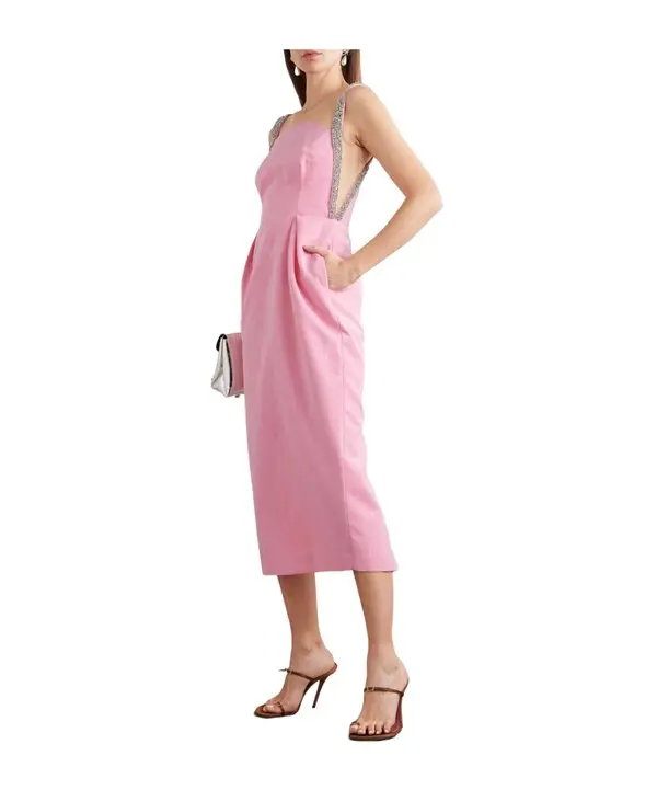 Rebecca Vallance Pleated Taffeta Midi Dress