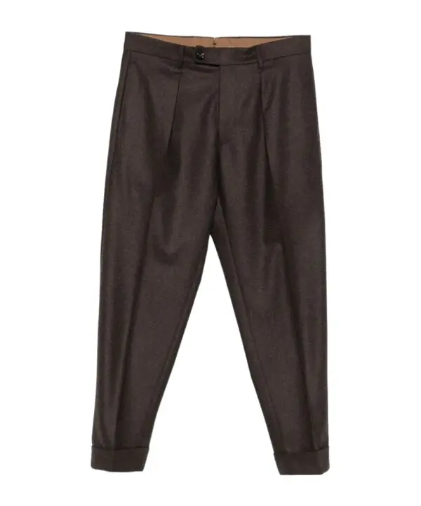 BERWICH Pleated Wool Trousers - Brown