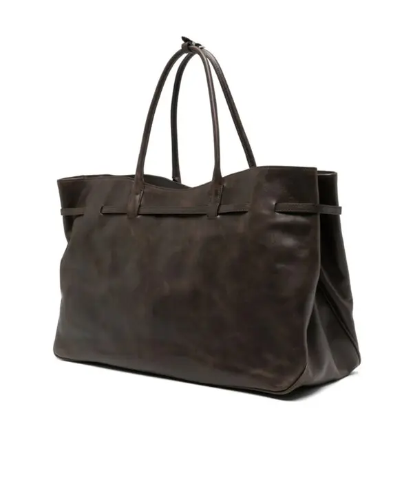 MARGESHERWOOD Leather Handbag With Clasp Closure