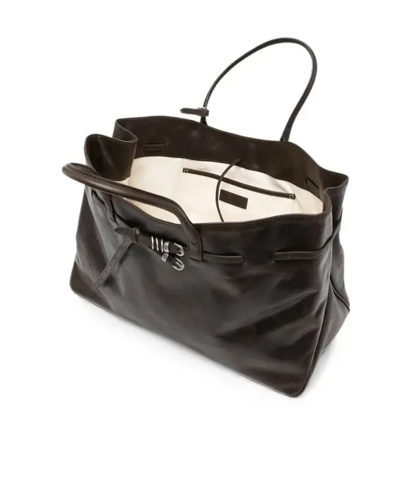 MARGESHERWOOD Leather Handbag With Clasp Closure
