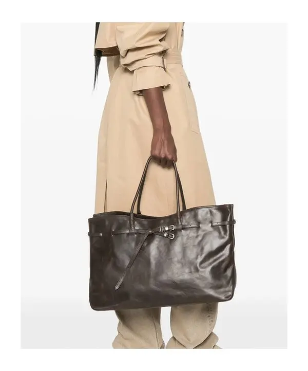 MARGESHERWOOD Leather Handbag With Clasp Closure