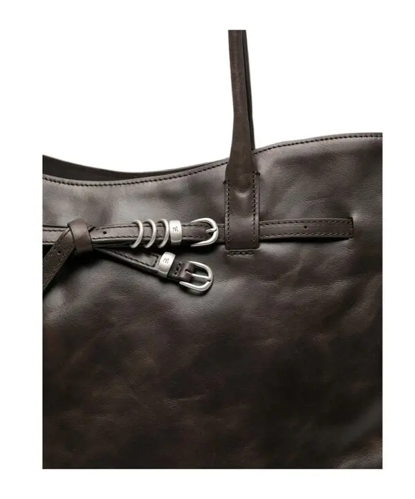 MARGESHERWOOD Leather Handbag With Clasp Closure