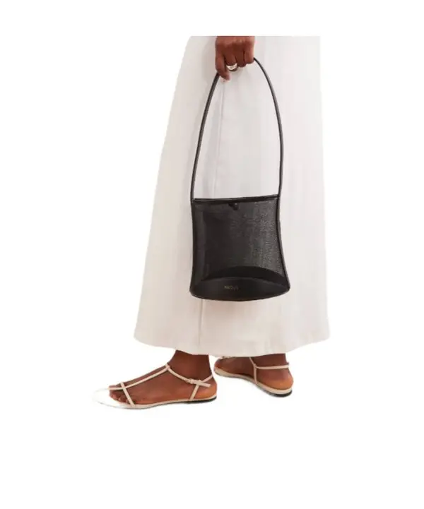 NEOUS Leather-trimmed Mesh Bucket Shoulder Bag