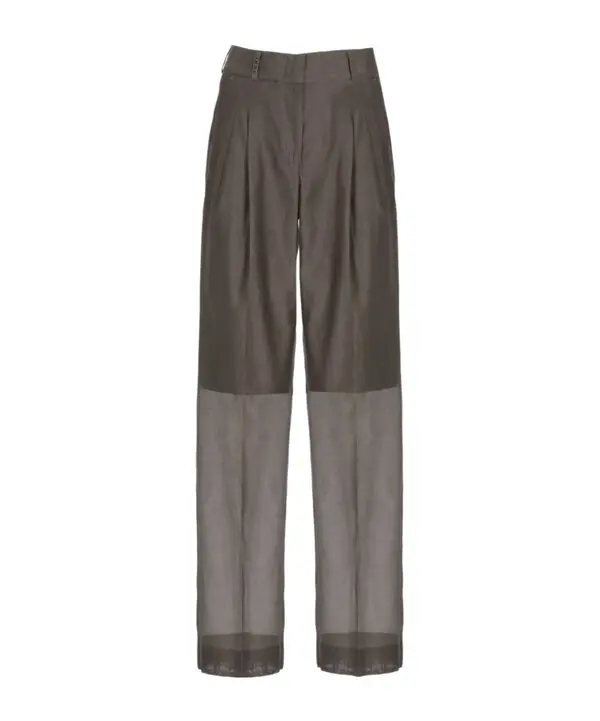 Peserico Sheer Panel Wide-leg Pants - Brown