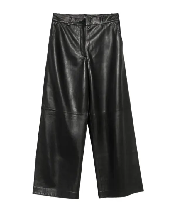 P.a.r.o.s.h Wide-leg Leather Trousers - Black