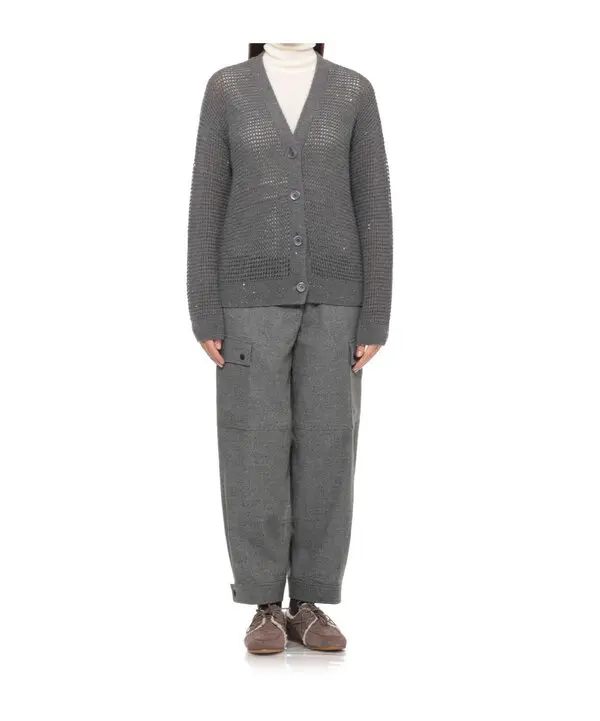 Peserico Perforated Sequined Cardigan