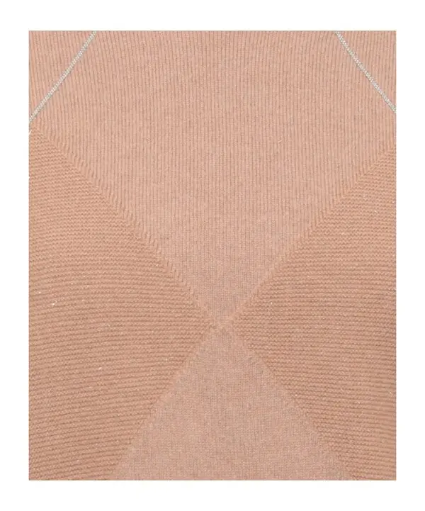 Peserico Beaded Diamond Ribbed Jumper - Brown