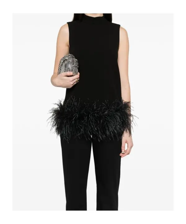 Max Mara Feather-trim Sleeveless Top