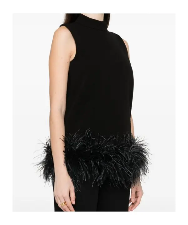 Max Mara Feather-trim Sleeveless Top