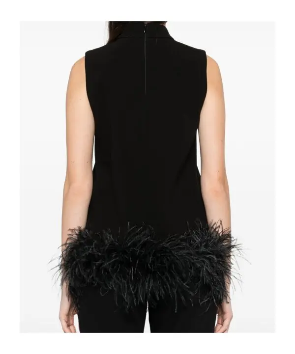 Max Mara Feather-trim Sleeveless Top