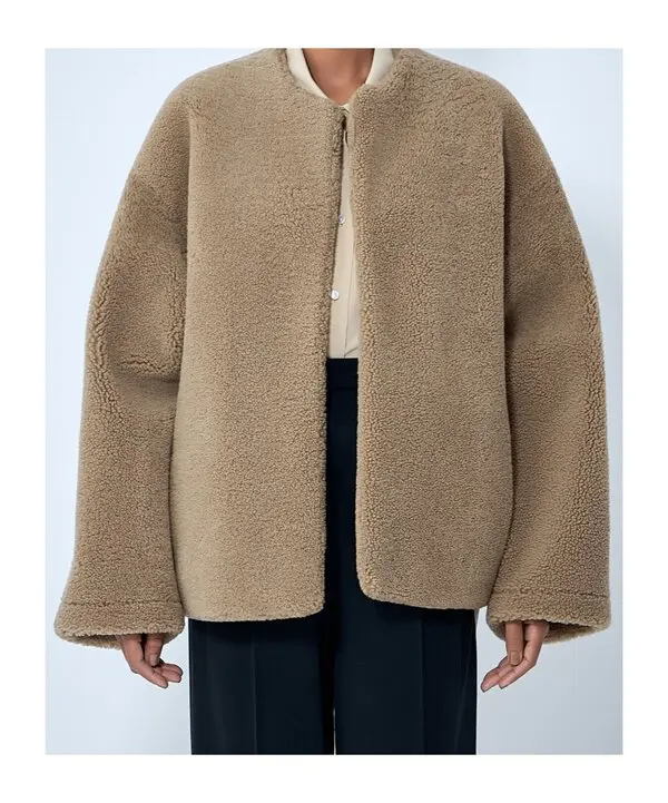 THE ROW Valorin Collarless Jacket - Beige