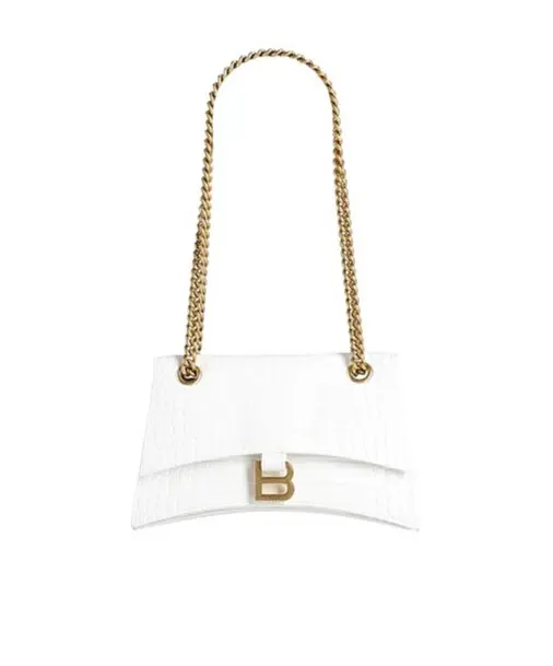 Balenciaga Crocodile-pattern Chain Bag - White