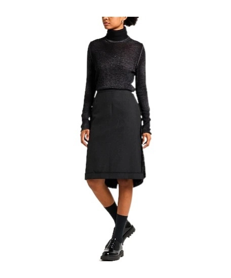 MAISON MARGIELA Minimalist Wool Satin Pencil Skirt