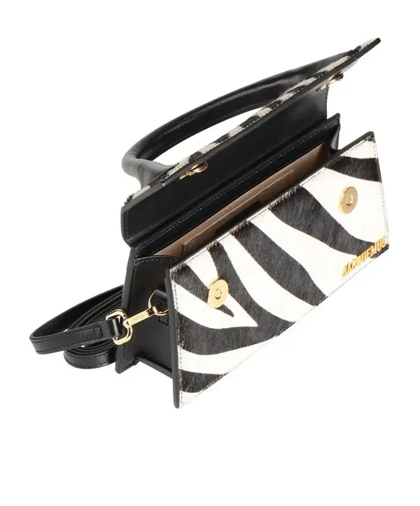 Jacquemus Zebra Print Flap Bag - Black