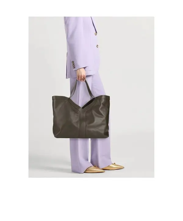 Saint Laurent Leather Shopper Bag - Green