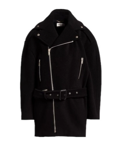 Saint Laurent Minimal Long-sleeve Wool Coat