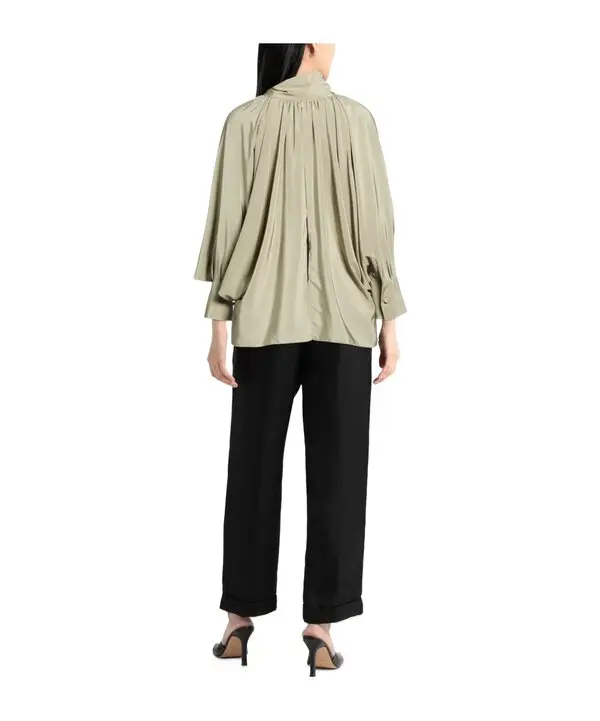 Max Mara Georgette Bow Blouse - Green