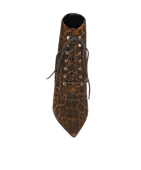 Saint Laurent Leopard Print Lace-up Ankle Boots - Brown