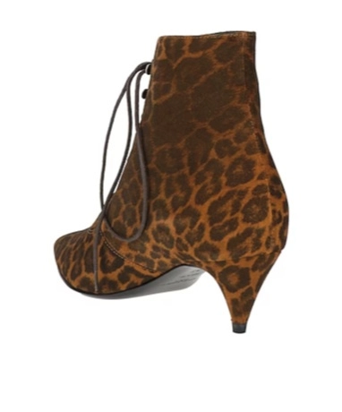 Saint Laurent Leopard Print Lace-up Ankle Boots - Brown