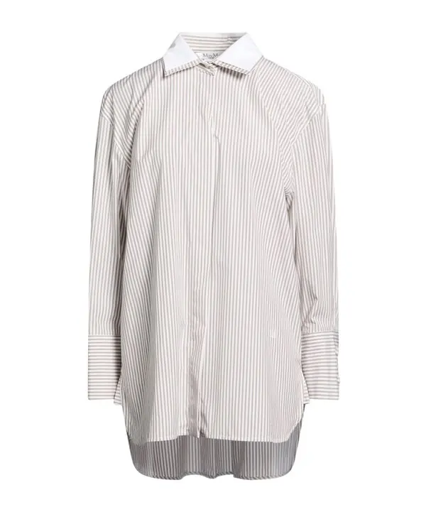 Max Mara Striped Longline Poplin Shirt - Off-white
