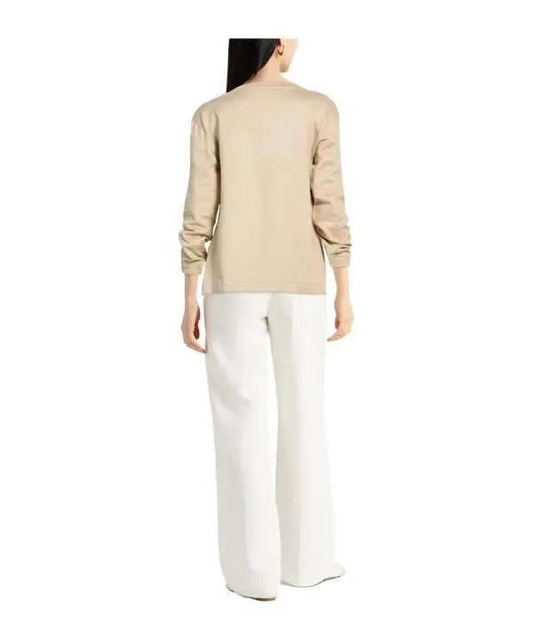 Max Mara Solid Long Sleeve Sweatshirt - Sand-colored