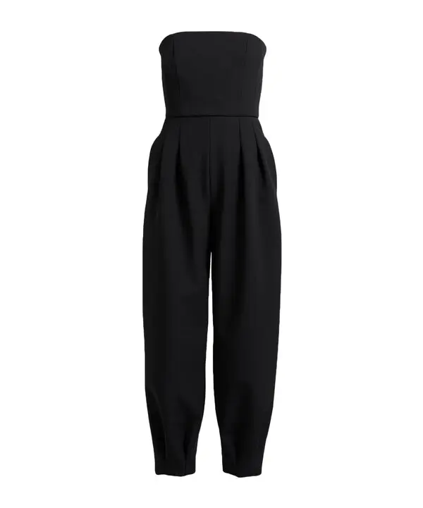 Max Mara Solid Strapless Crepe Jumpsuit - Black